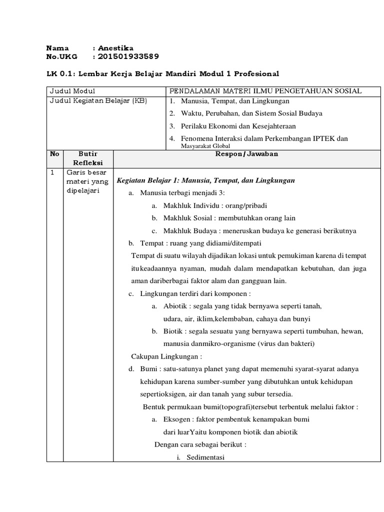Contoh LK.01 Profesional IPS PPG Dalam Jabatan | PDF