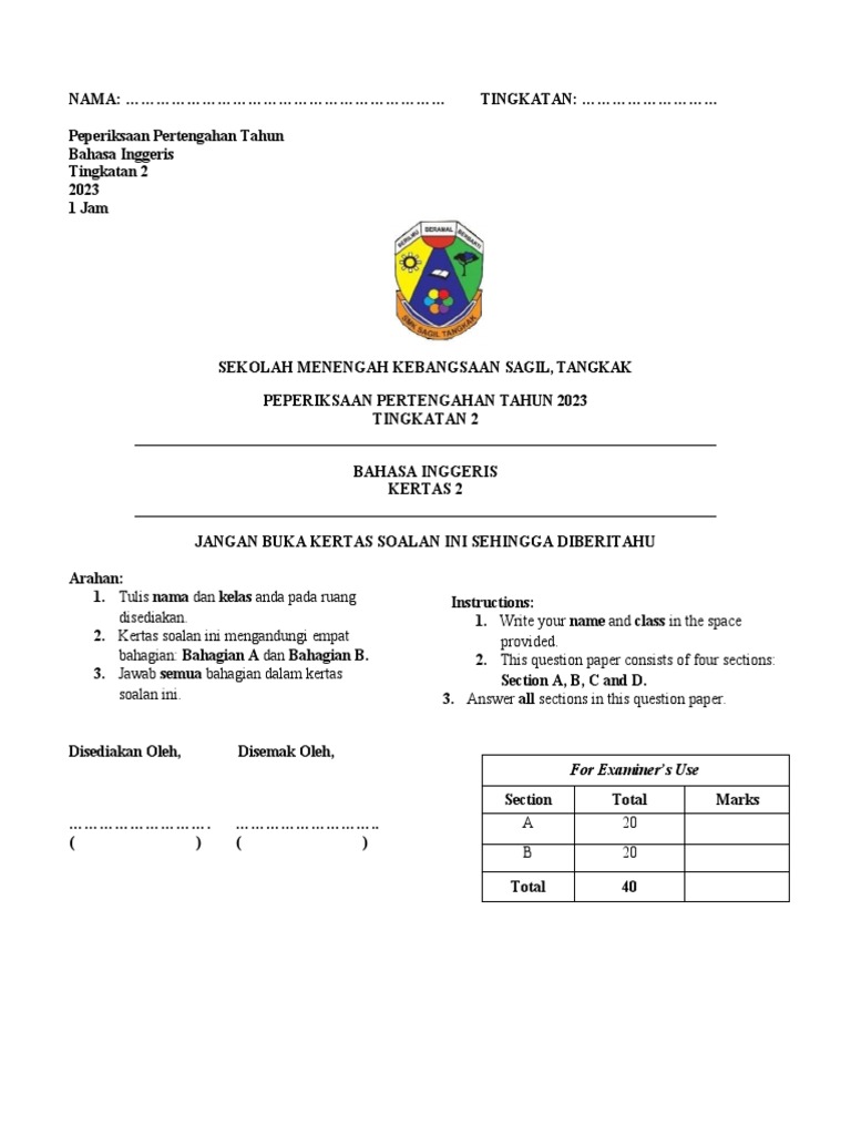Midterm 2023 Paper 2 Form2 | PDF