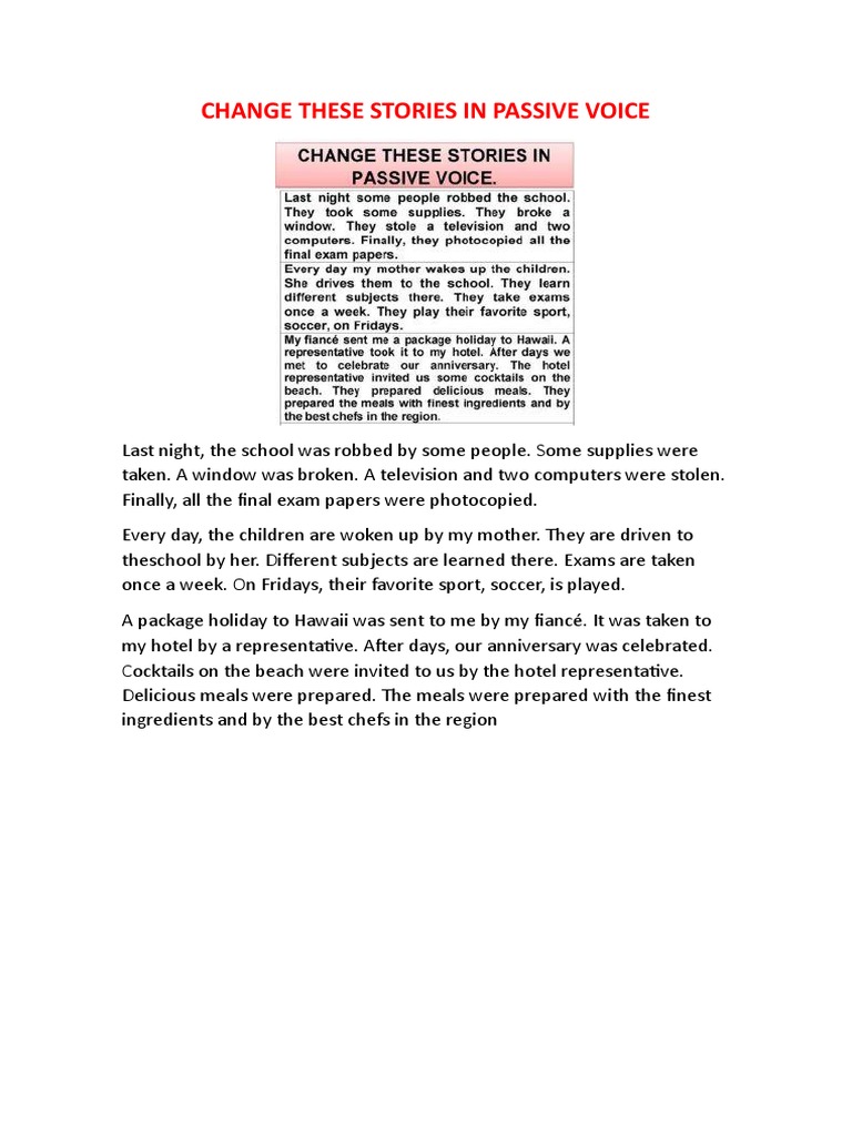 Change These Stories in Passive Voice - Agama Flores Henry | PDF