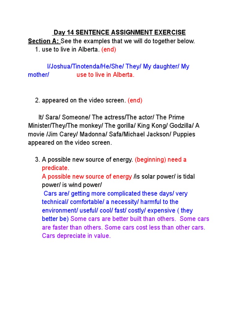 Sentence Structure Practice | PDF | Sentence (Linguistics) | Question