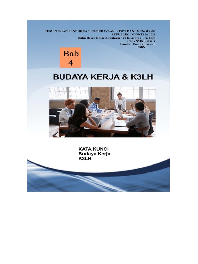 BAB IV BUDAYA KERJA DAN K3LH DDPK Kelas X | PDF