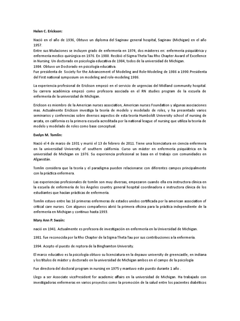 Helen Erikson | PDF | Enfermería | Vejez