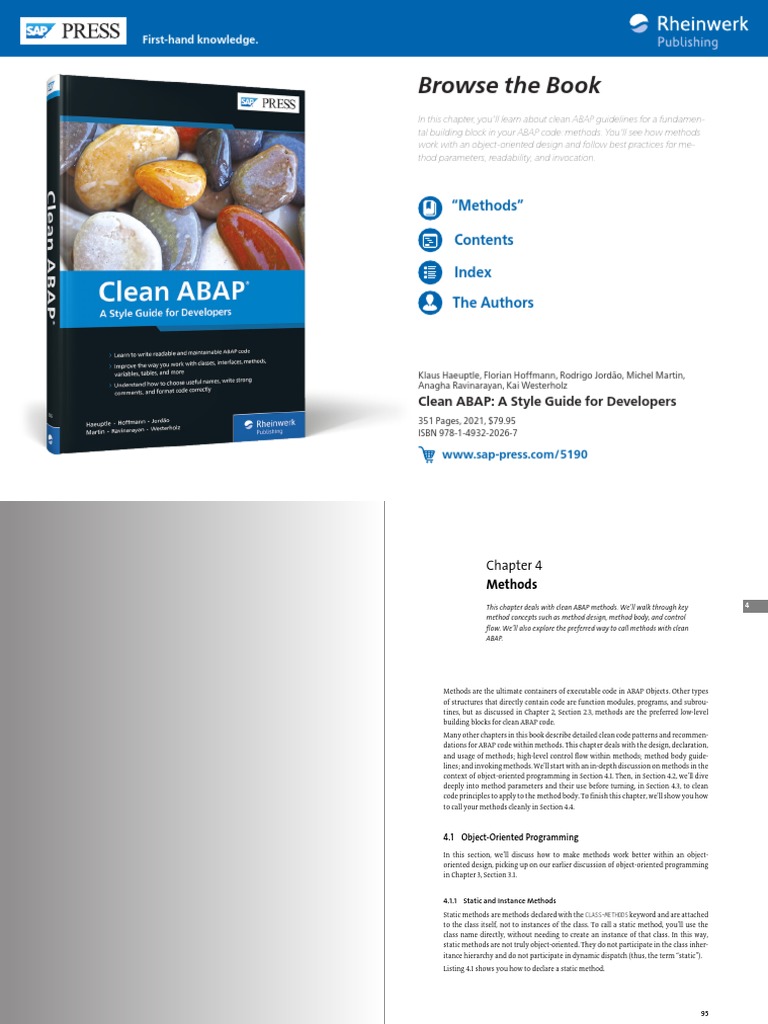 Reading Sample Sap Press Clean Abap Updated | PDF | Method (Computer Programming) | Class ...
