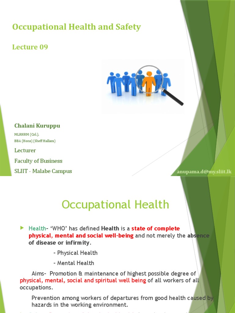 L09 - Occupational Health Safety | PDF | Hazards | Human Factors And ... L09 - Occupational Health Safety | PDF | Hazards | Human Factors And ...