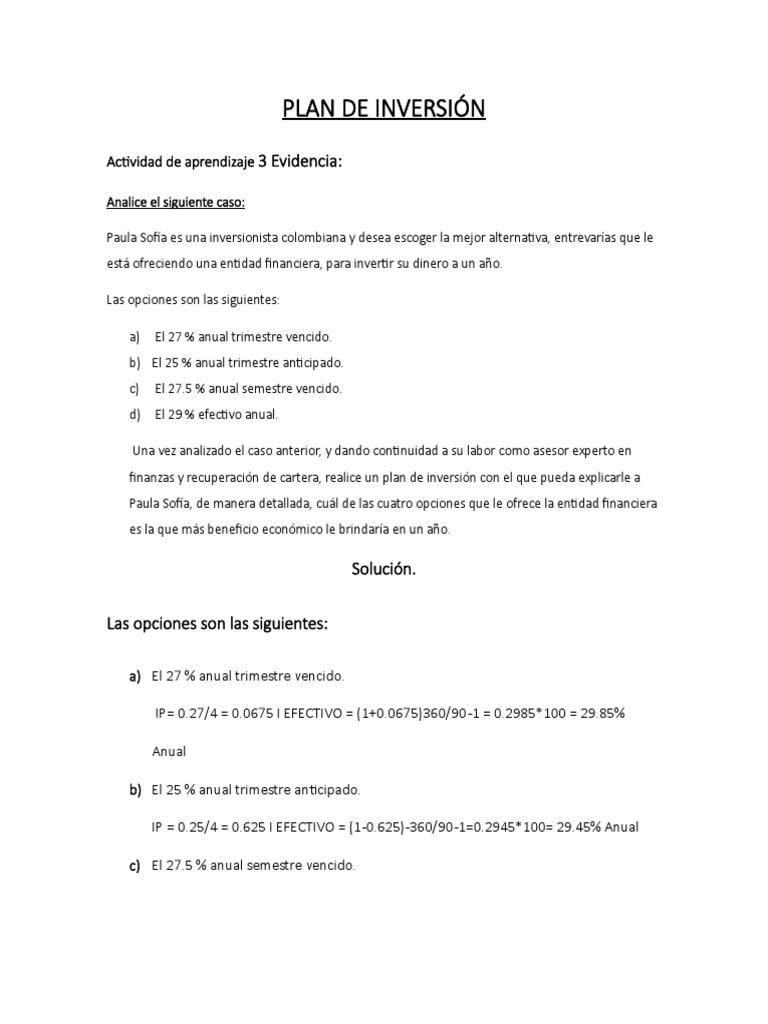 Plan de Inversión | PDF | Inversiones | Business