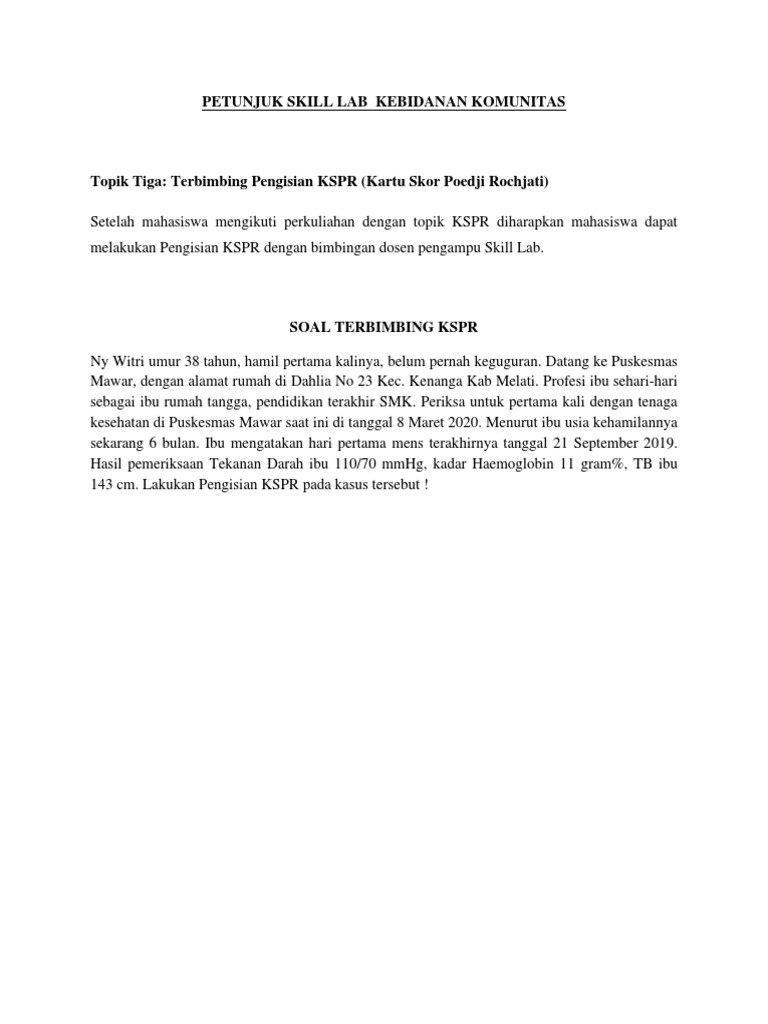 Panduan Skill Lab KSPR - Terbimbing | PDF | Kesehatan Holistik