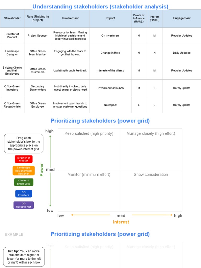 Activity Template - Stakeholder Analysis and Power Grid | PDF