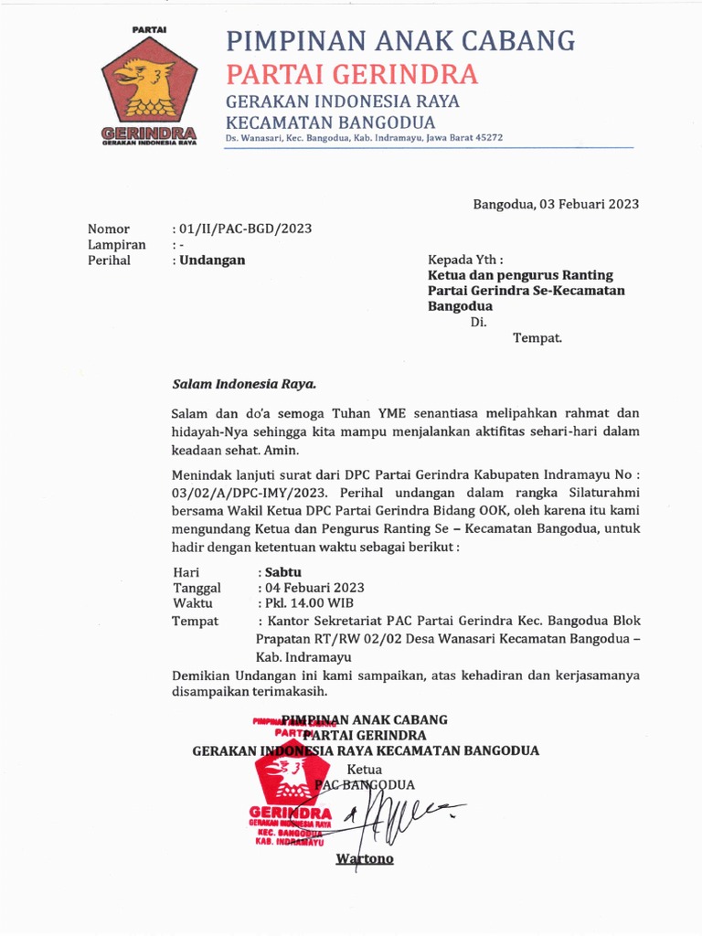 Surat Undangan Ranting | PDF