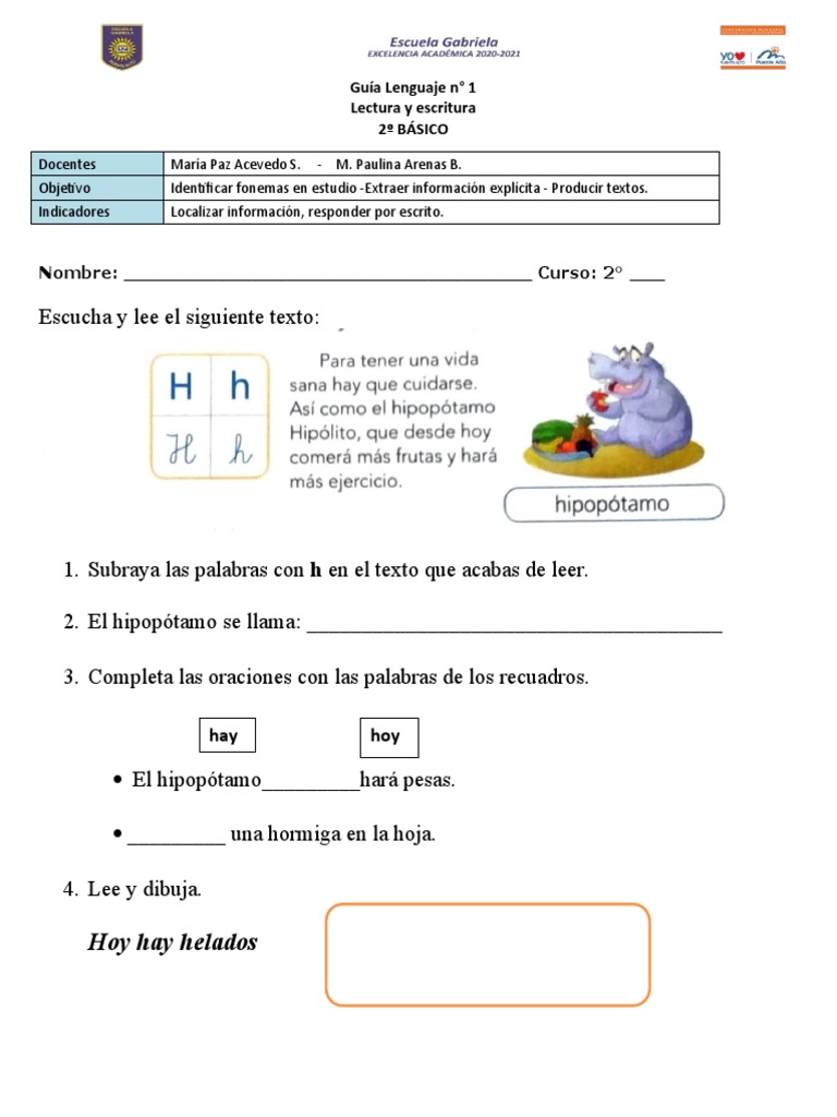 Actividad 1 Fonema H | PDF