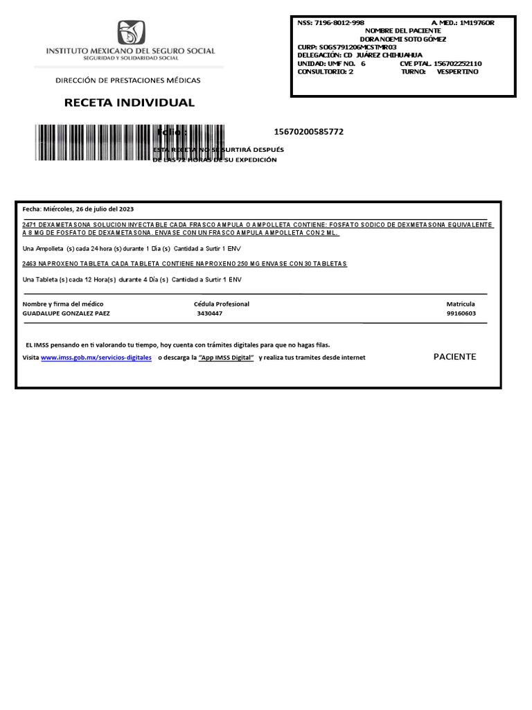 Recetas IMSS Editables 2023 | PDF