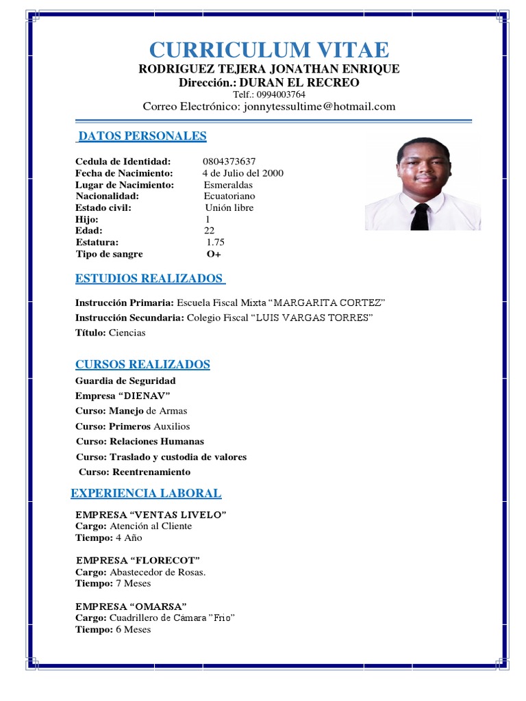 Curriculum Rodriguez Tejera Esmeraldas Todo Actual | PDF