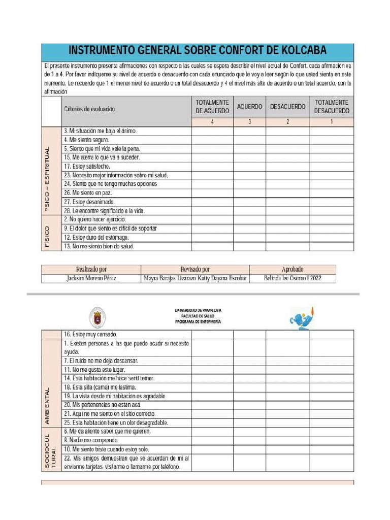 Escalas Confort | PDF