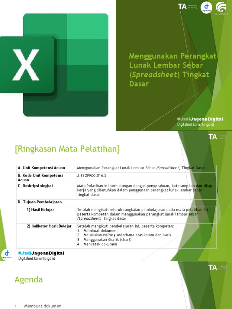 Perangkat Lunak Lembar Sebar (Spreadsheet) | PDF