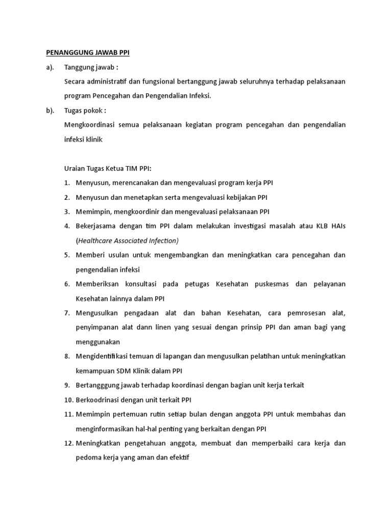 Uraian Tugas Penanggung Jawab | PDF