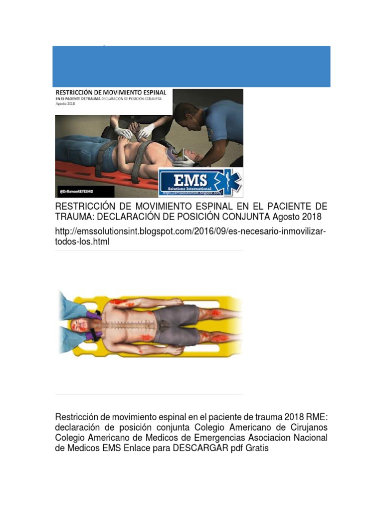 RESTRICCIÓN DE MOVIMIENTO ESPINAL EN EL PACIENTE DE TRAUMA Agosto 2018 ...