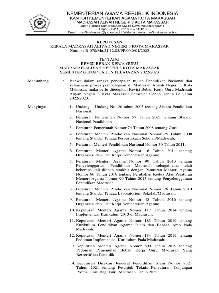 SK REVISI BEBAN KERJA-merged | PDF