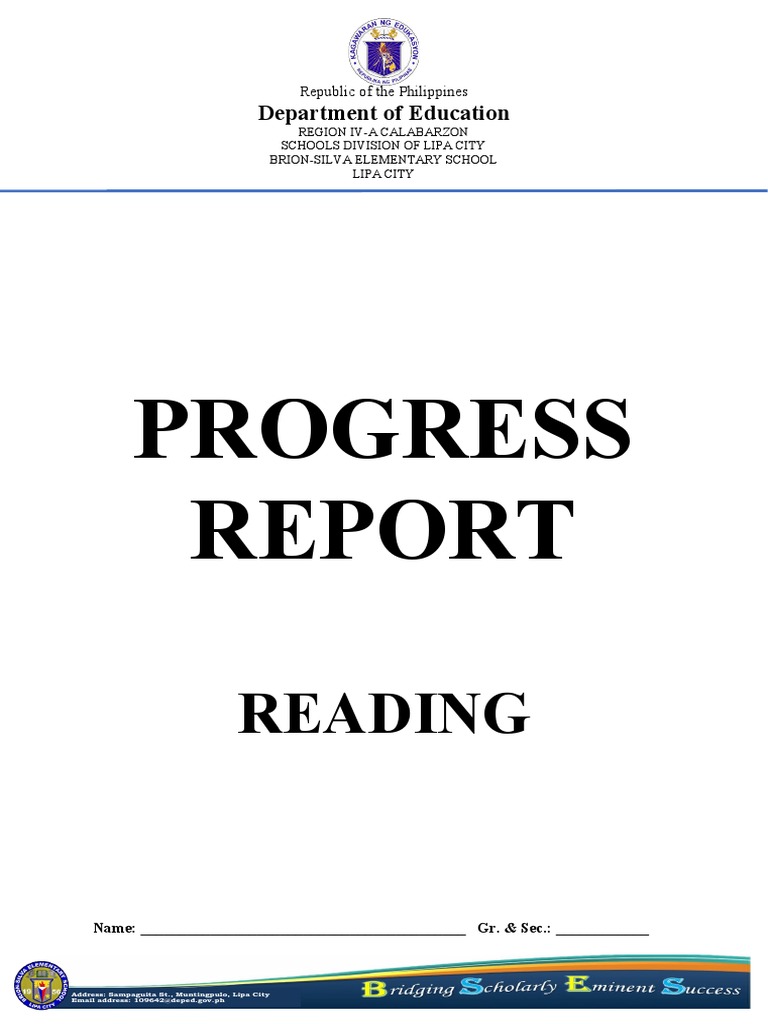 Progress Report in Reading | PDF | Government Agencies | Separation Of ...