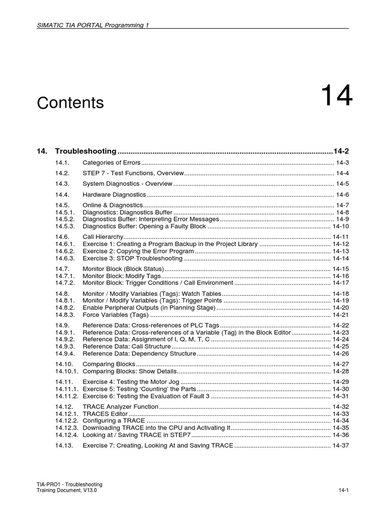TIA PRO1 14 Troubleshooting ENG | PDF | Programmable Logic Controller | Programming