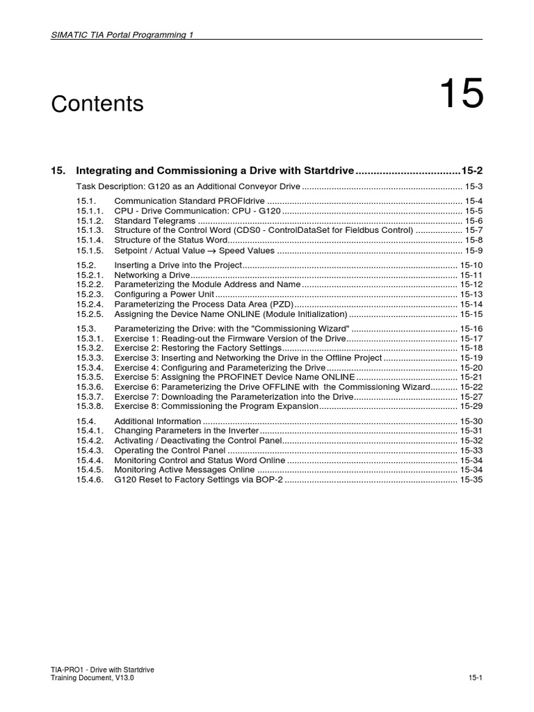 TIA PRO1 15 Drive With Startdrive ENG | PDF | Online And Offline ...