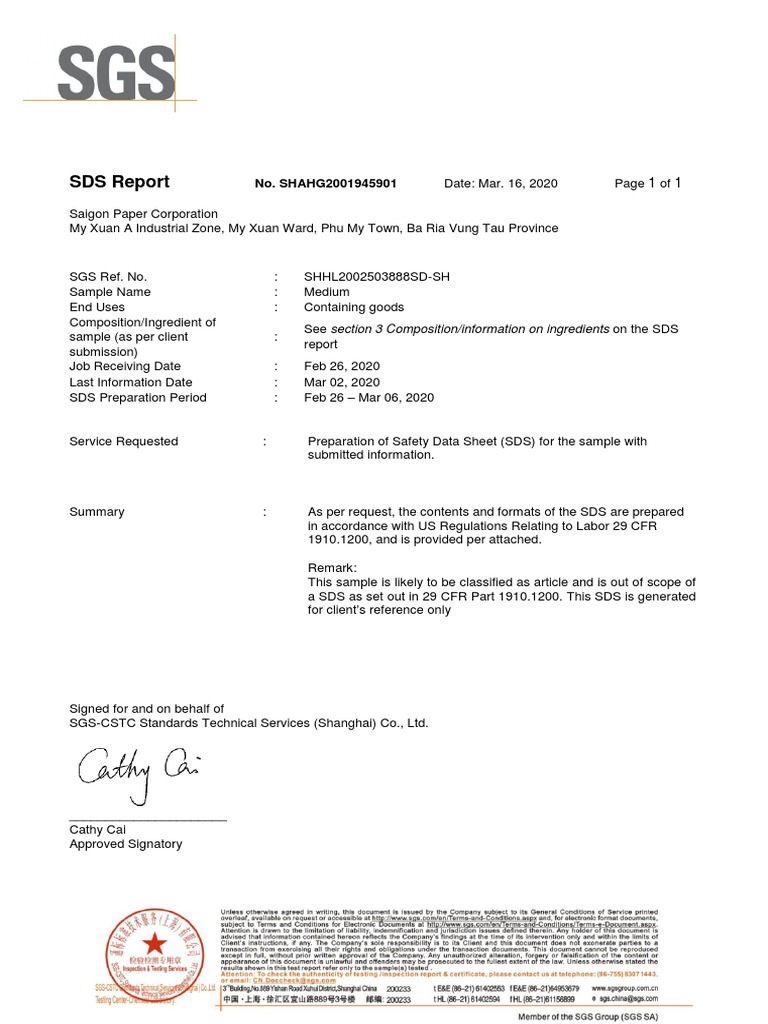 Msds Medium 2020 Pdf Toxicity Dangerous Goods