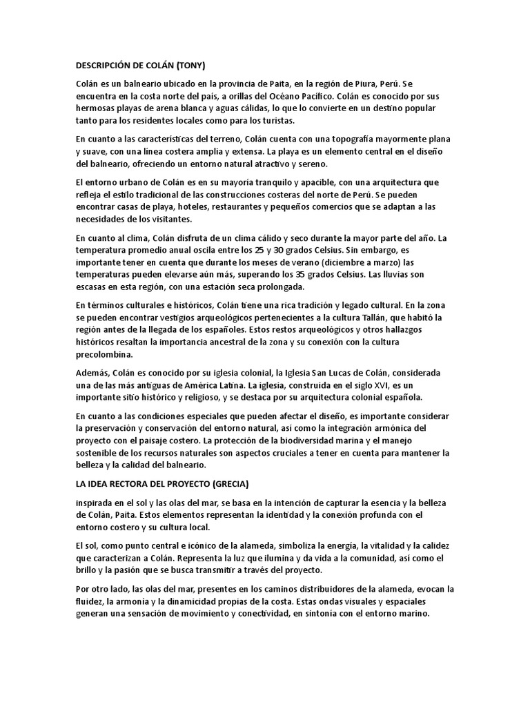 Descripción de Colán | PDF | Sustentabilidad | playa