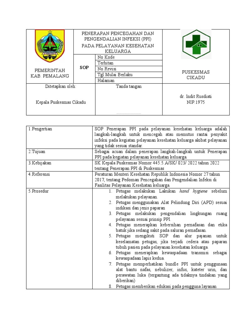 Sop Penerapan Ppi PD Pely Kesh KLG | PDF