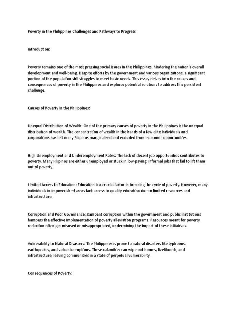 Poverty in The Philippines Challenges and Pathways To Progress | PDF ...