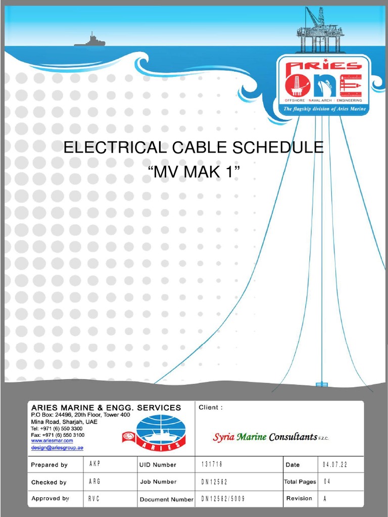 DN12582 - 5009 - Electrical Cable Schedule - Rev - A | PDF | Electrical ...