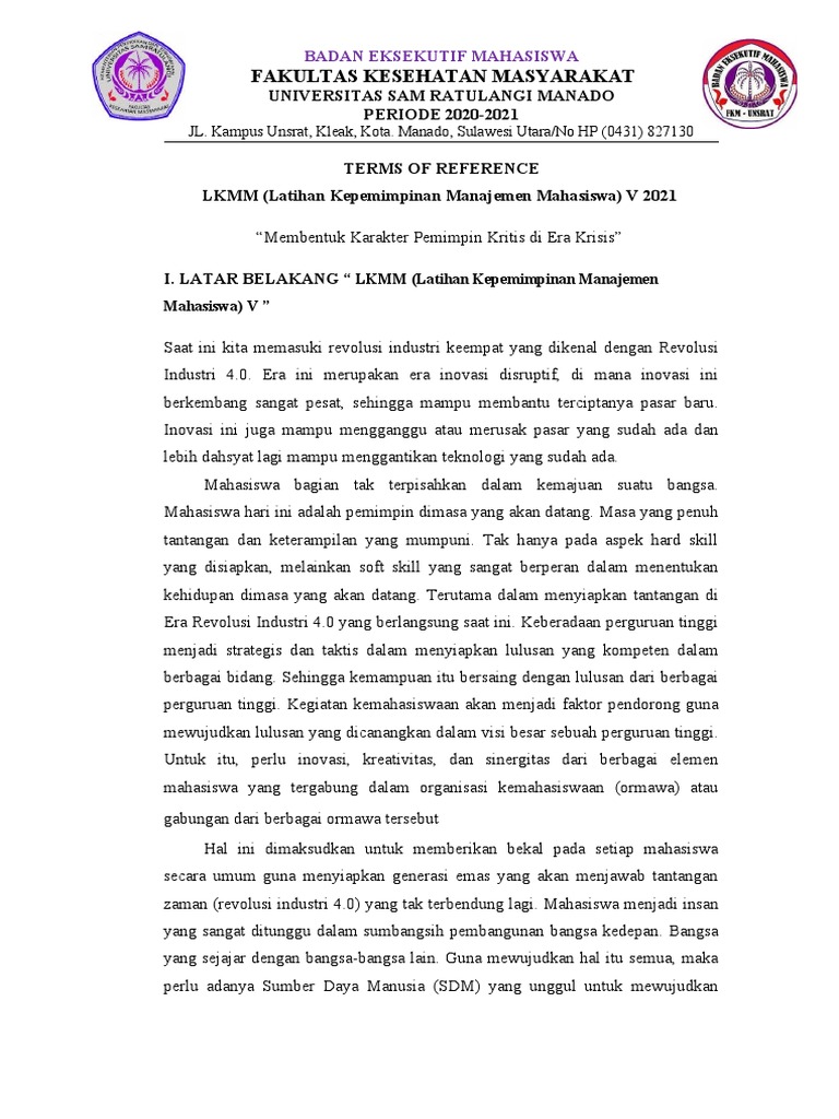 Terms of Reference LKMM V | PDF