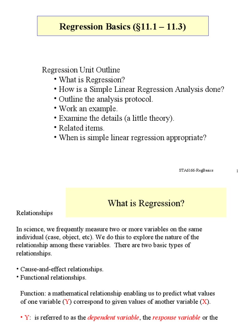 U6 1-RegressionBasics | PDF | Errors And Residuals | Least Squares