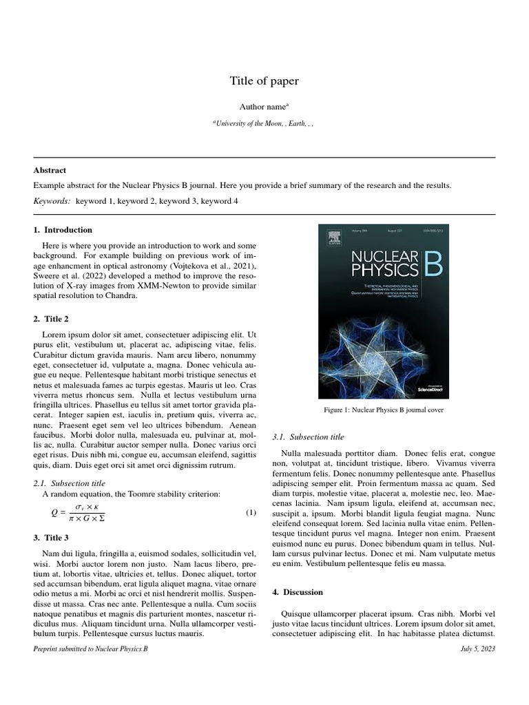 Elsevier Nuclear Physics B Journal Template | PDF | Physical Sciences ...