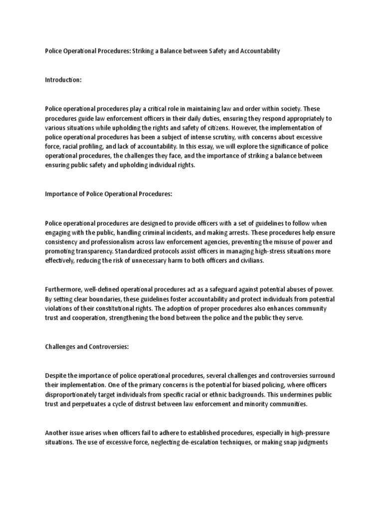 Essay On Police Operational Procedure | PDF | Police | Police Brutality