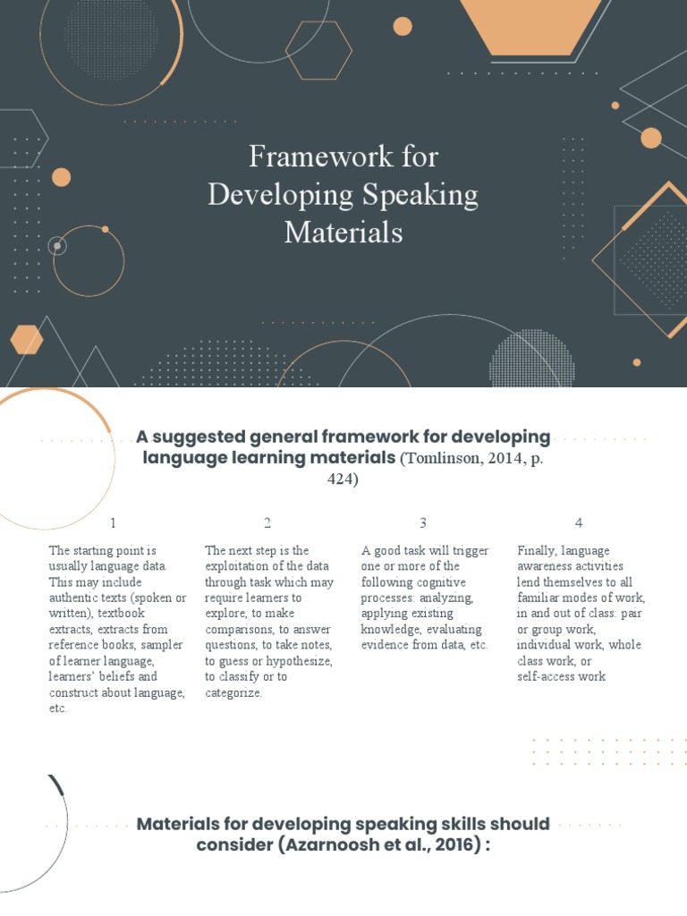 Framework For Developing Speaking Materials | PDF | Learning | Fluency