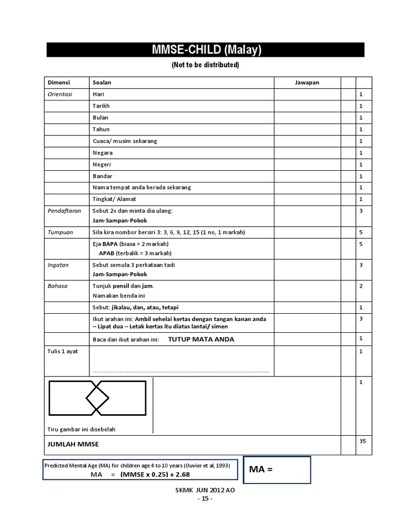 MMSE Child Malay | PDF