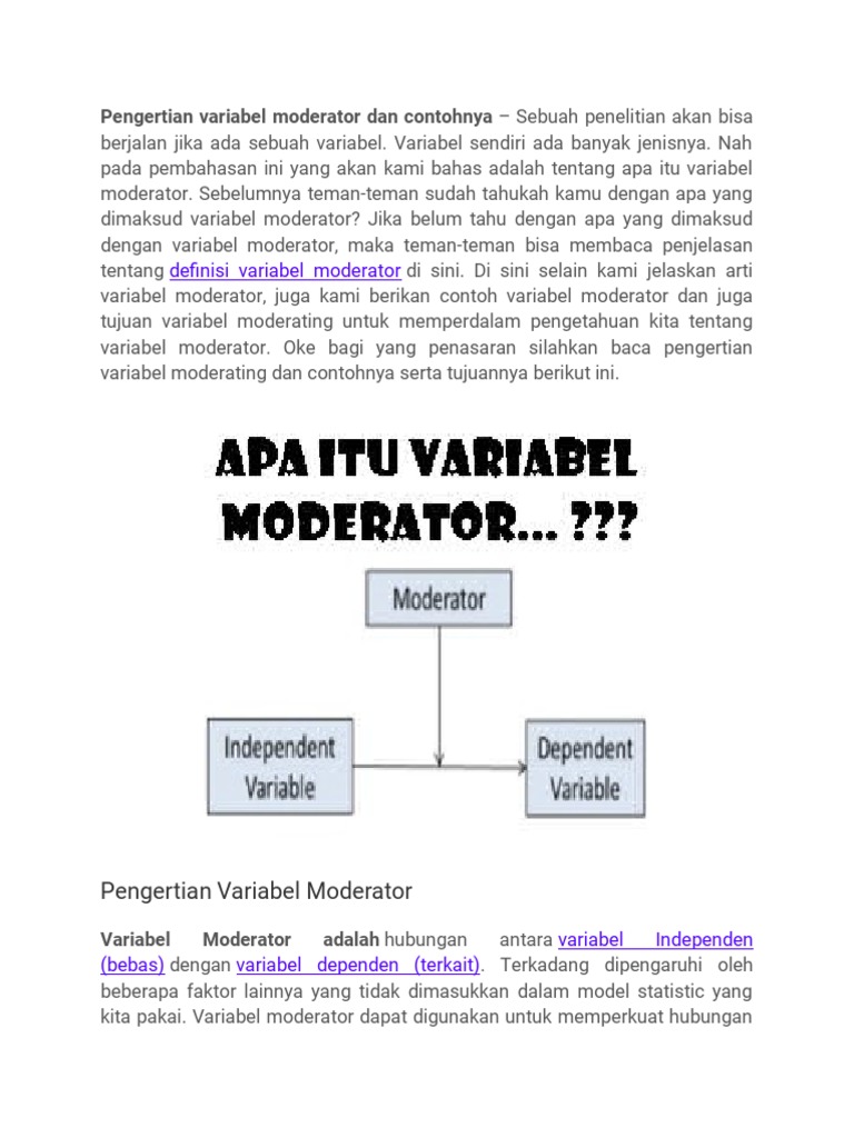 Pengertian Variabel Moderator Dan Contohnya - Sebuah Penelitian Akan ...