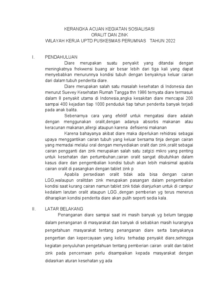 Kak Oralit Dan Zink | PDF