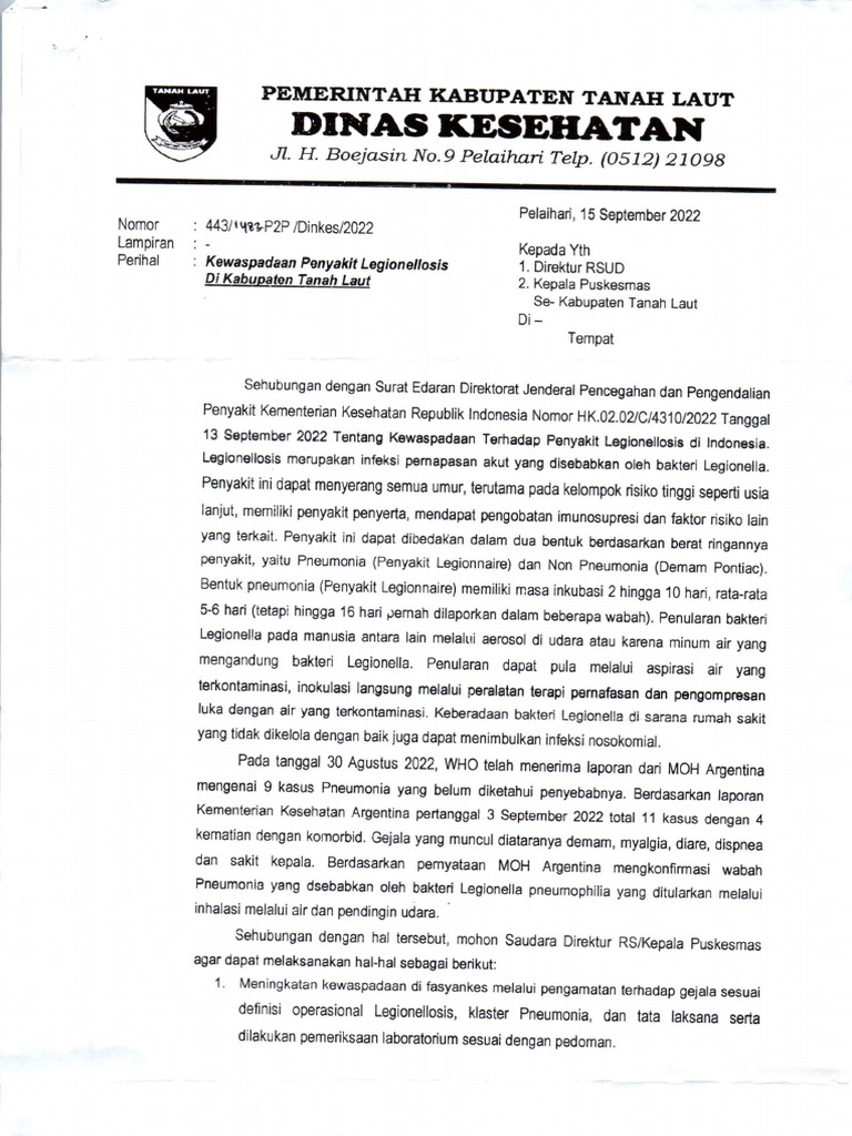 Kewaspadaan Penyakit Legionellosis | PDF