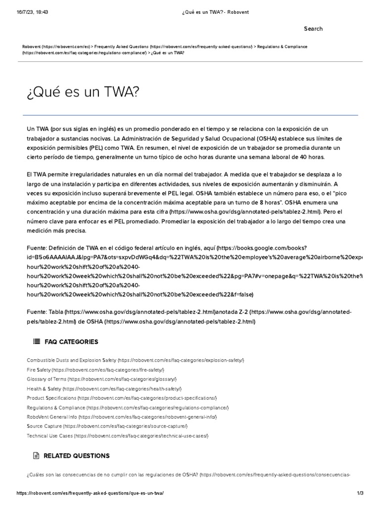 ¿Qué Es Un TWA - Robovent | PDF | Administración de Seguridad y Salud Ocupacional | Las ...