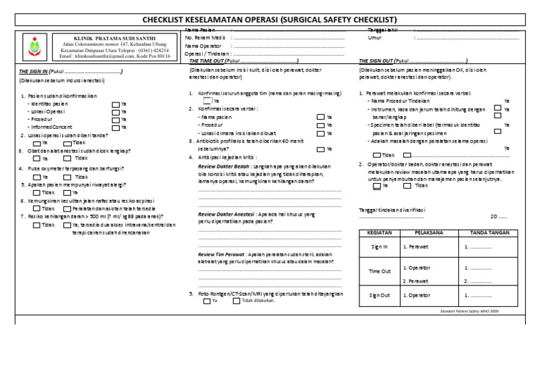 check list operasi | PDF