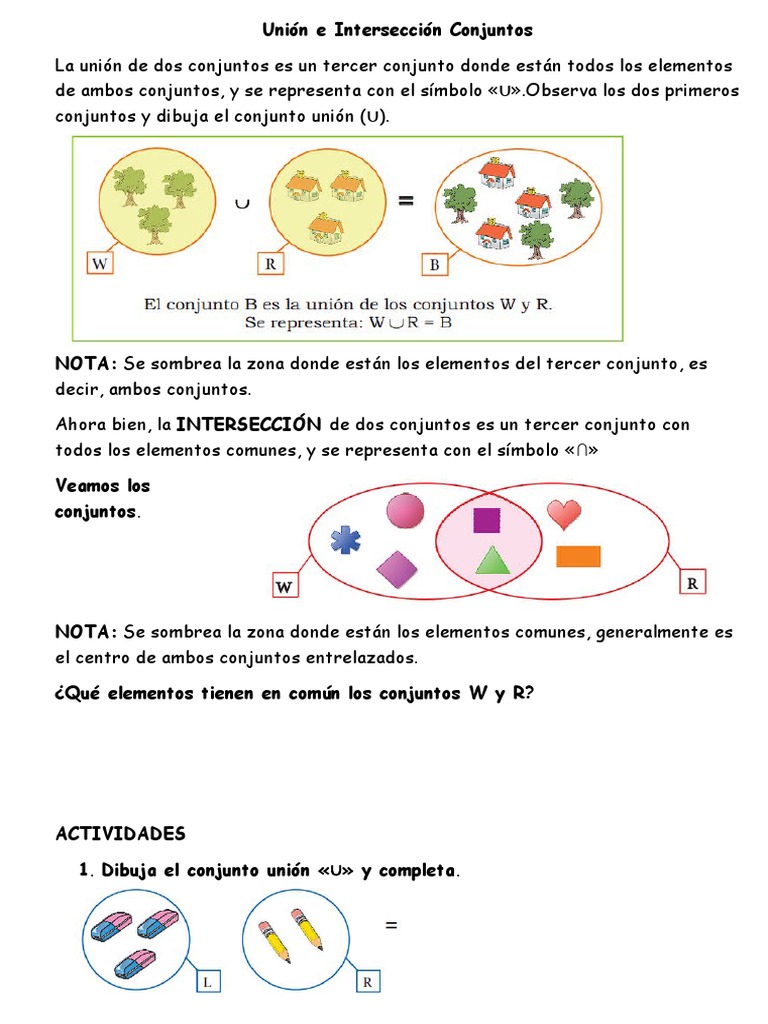 Unión e Intersección Conjuntos | PDF | Métodos y materiales de ...