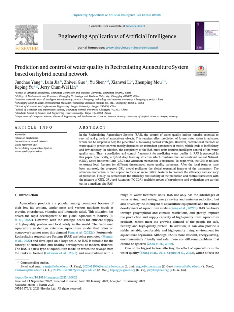 Water Quality Prediction in Aquaculture | PDF | Deep Learning ...