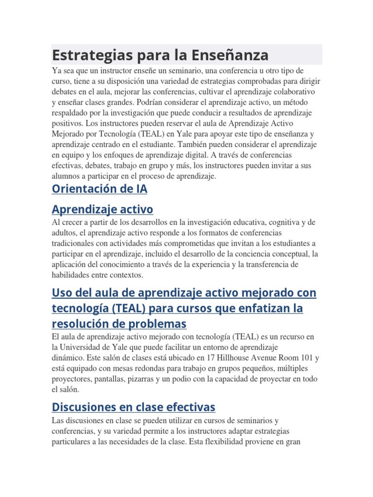 Estrategias para La Enseñanza | PDF | Aprendizaje | Pensamiento