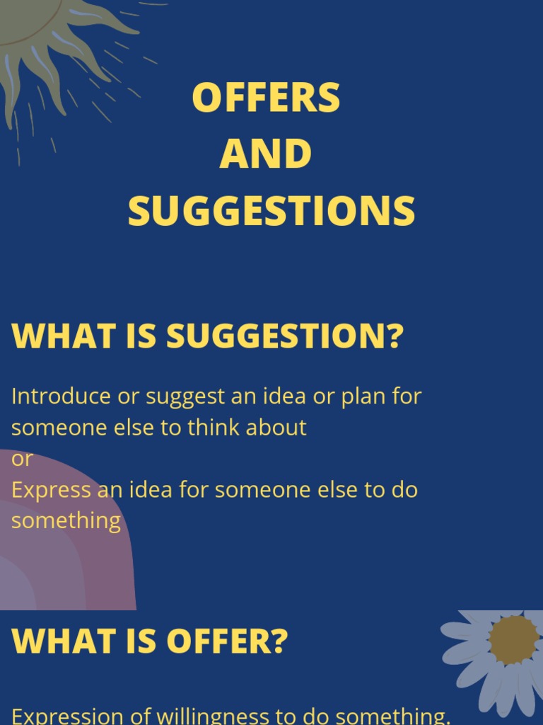 Offers and Suggestions | PDF