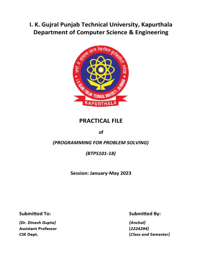 Front Page and Index of Practical File ANCHAL | PDF | Science ...