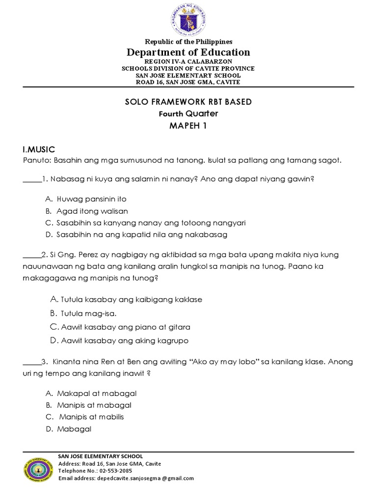 Mapeh 1 | PDF