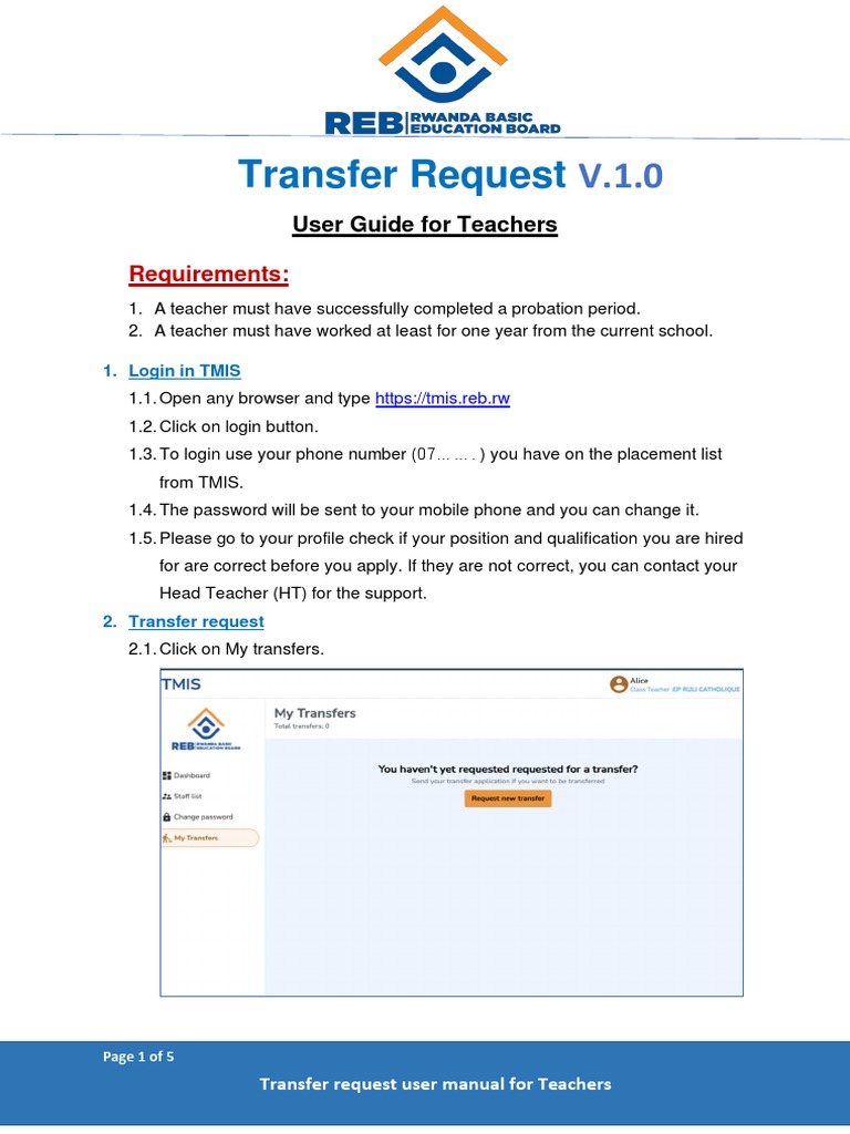 Teacher Transfer Guide | PDF | Career & Growth | Business
