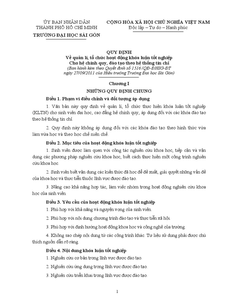 Quy Dinh Ve Khoa Luan Tot Nghiep | PDF