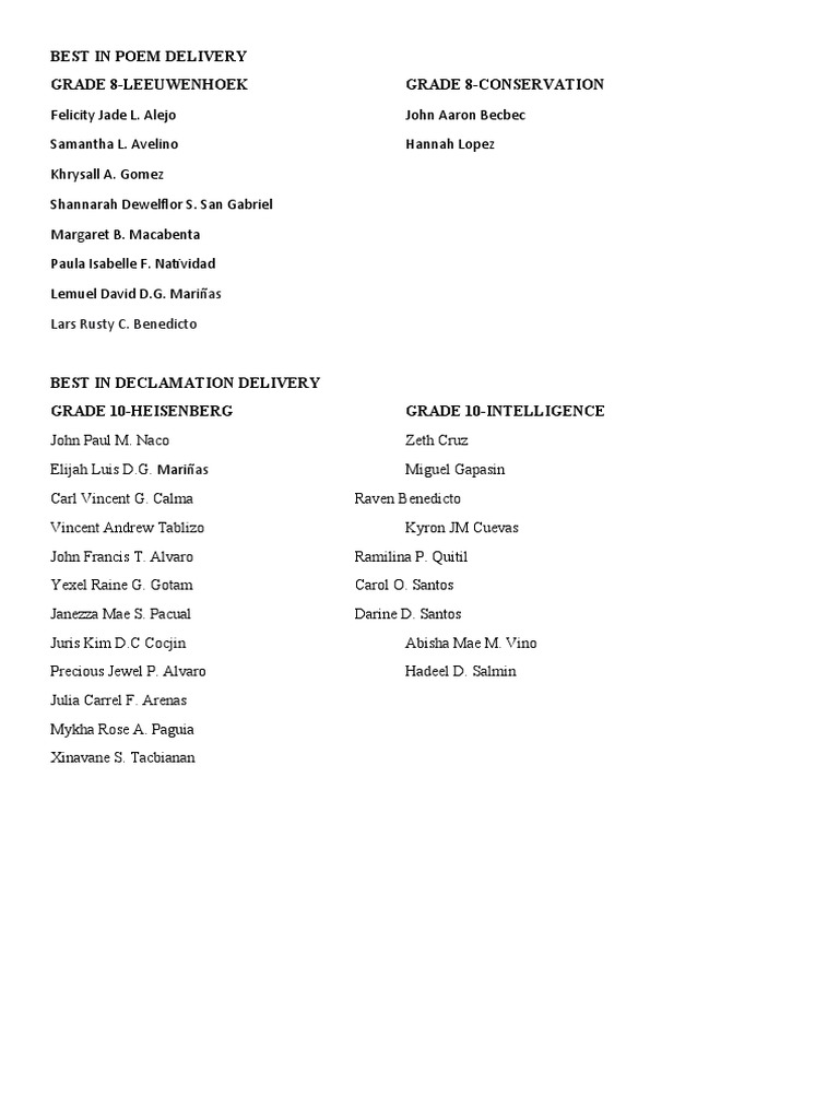 Declamation and Poem Delivery | PDF