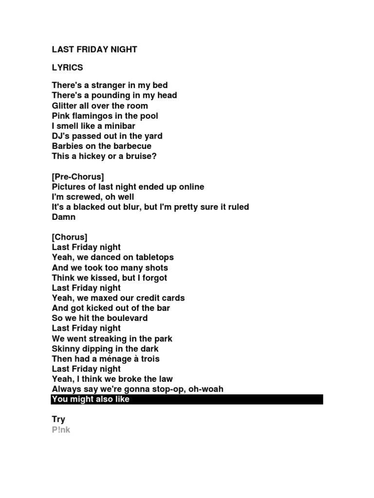 Last Friday Night PDF