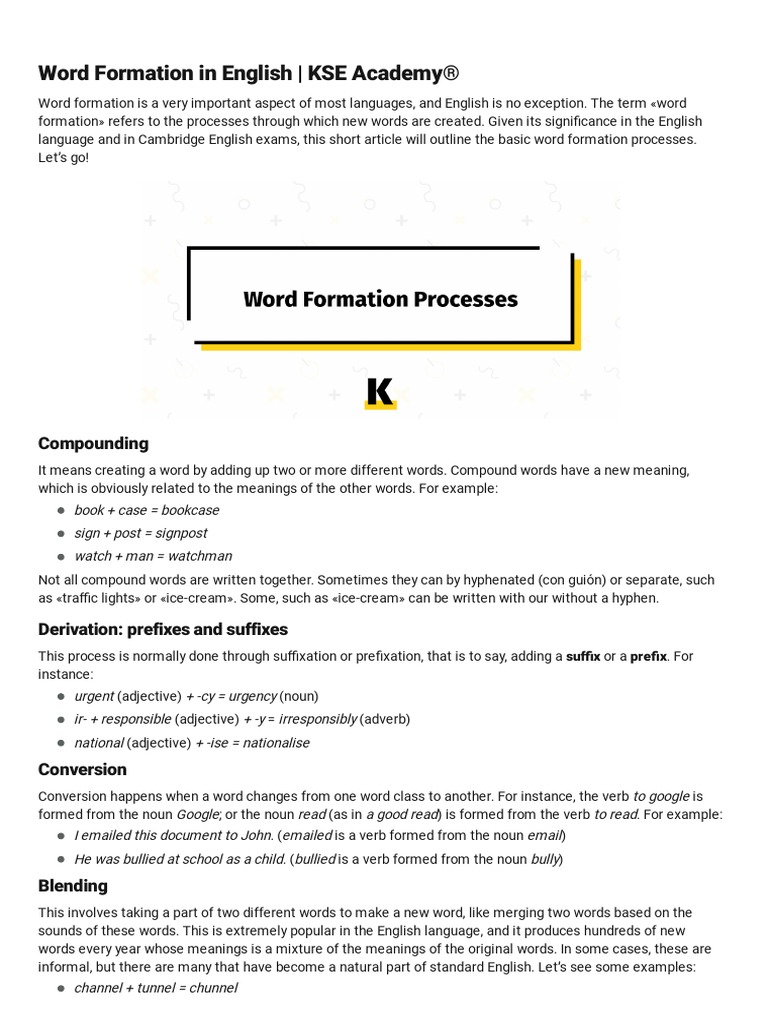 Word Formation Processes in English | PDF | English Language | Word